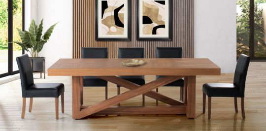 Comedor 240 x 120 cm Ravello y 6 Sillas Piel Granada Negro