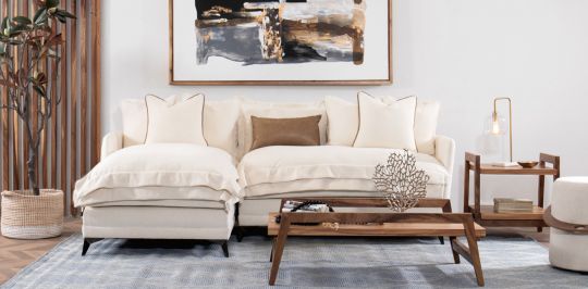 Sala en L Izquierda Daria Beige Dazzle Cream