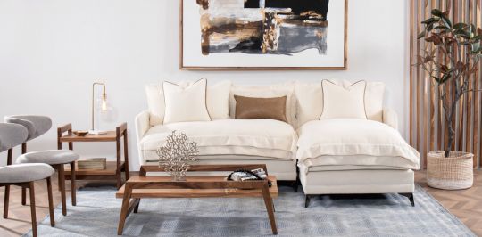 Sala en L Derecha Daria Beige Dazzle Cream